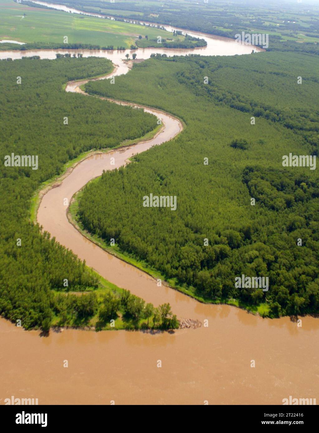 Aerial view of Jameson Island in the Missouri River from C. Bittner ...