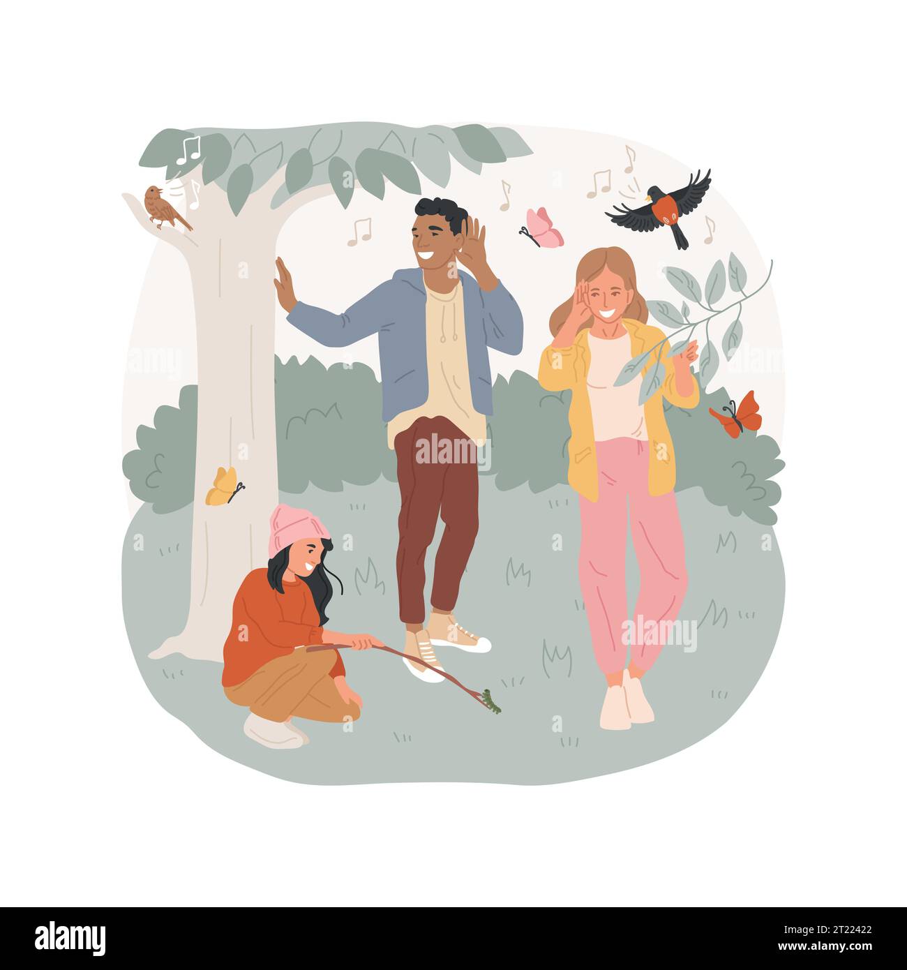 Forest theater isolated cartoon vector illustration. People in forest ...