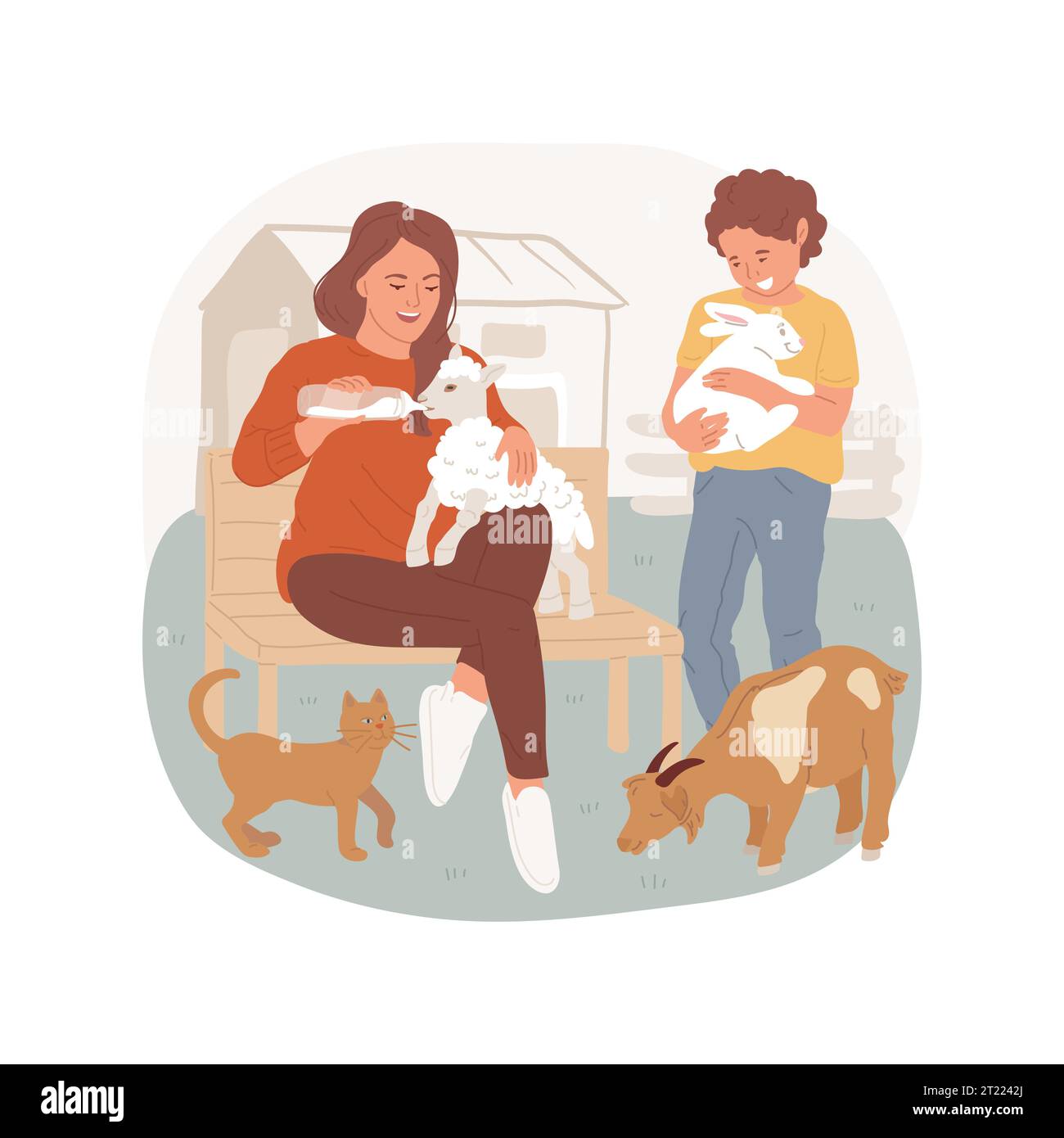 Animal care isolated cartoon vector illustration. Happy family members ...