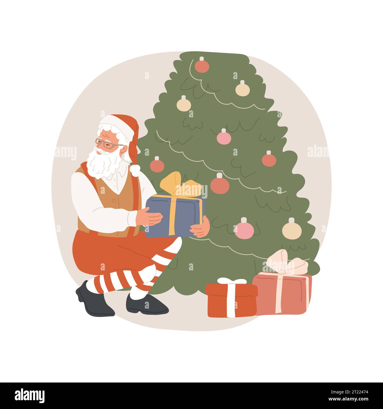 Presents delivery isolated cartoon vector illustration. Santa Claus ...
