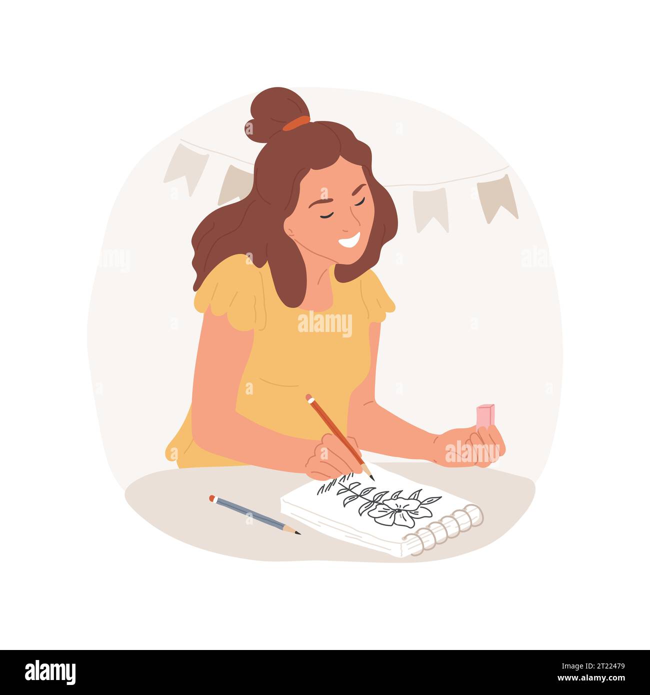 Pencil sketching and drawing isolated cartoon vector illustration ...