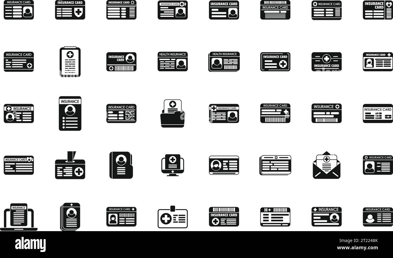 Insurance card icons set simple vector. Hospital health. Insure body ...