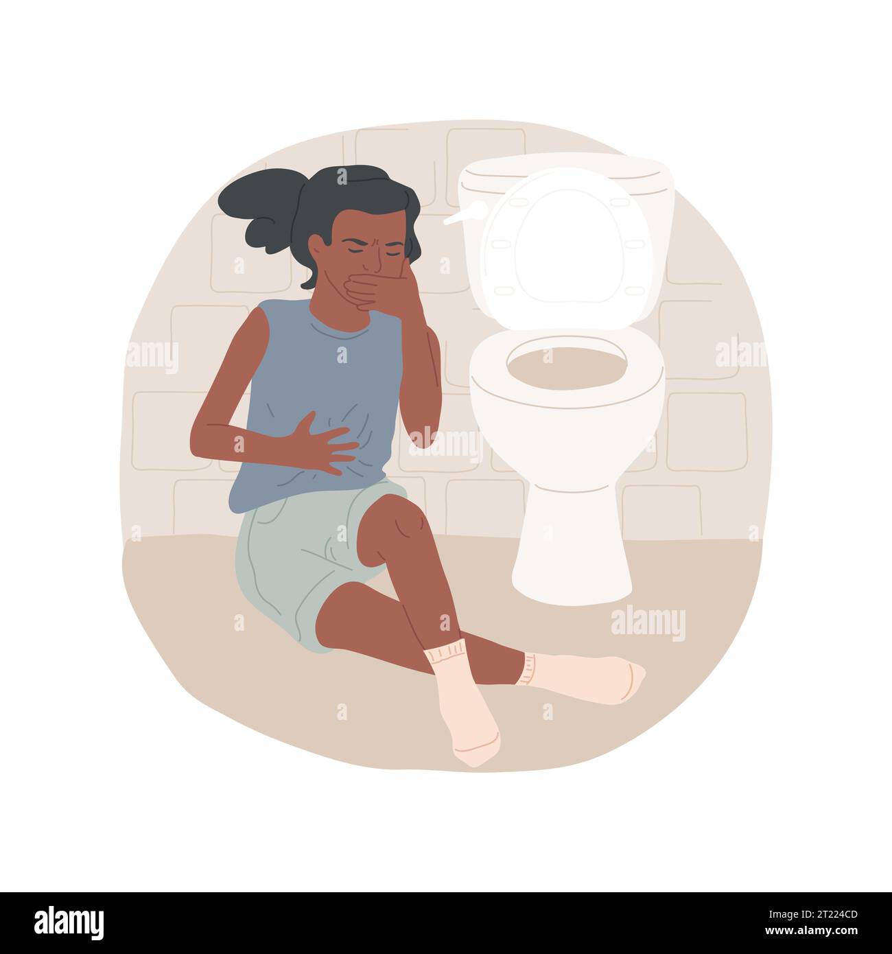 Bulimia isolated cartoon vector illustration. Young teen girl vomiting ...