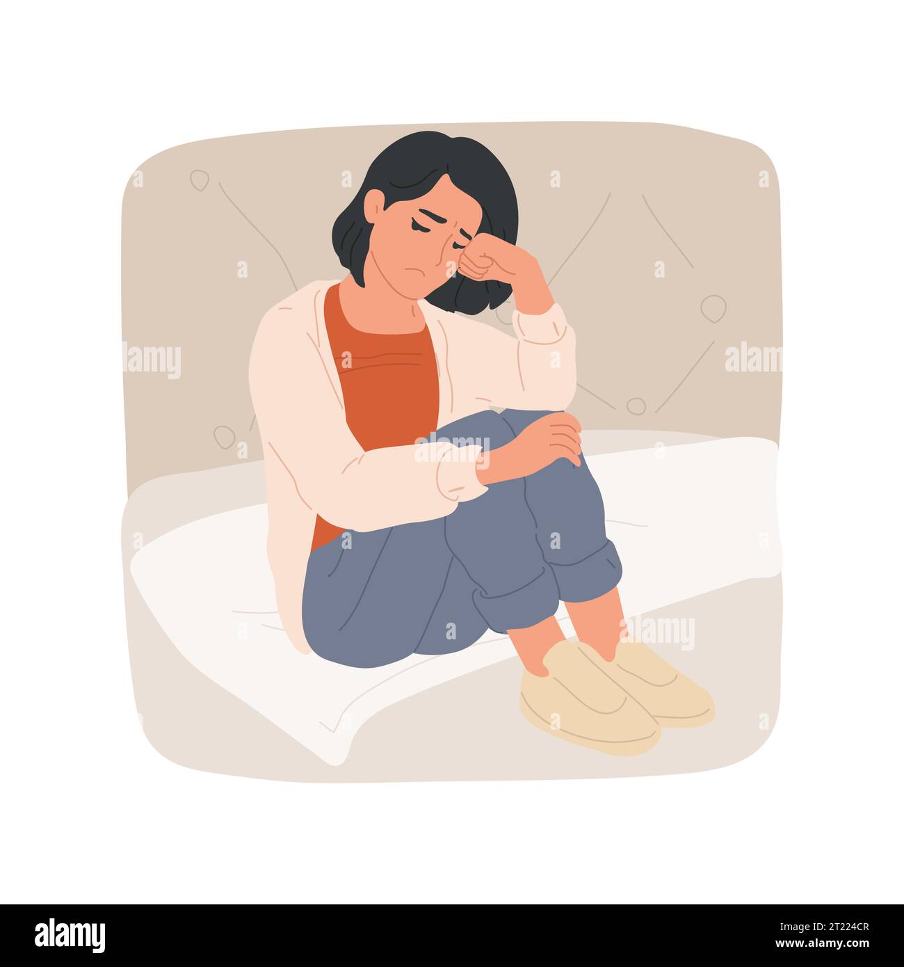 Signs of depression isolated cartoon vector illustration. Teenage ...
