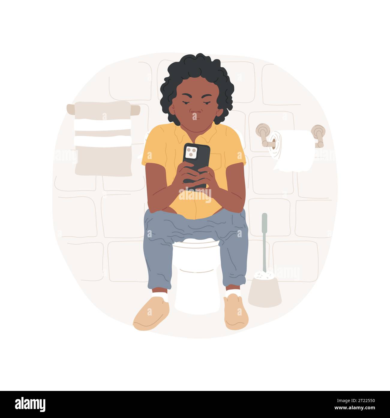 Using phone everywhere isolated cartoon vector illustration. Teenage ...