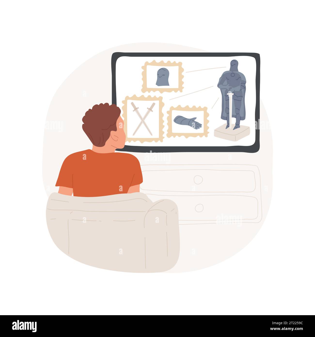 Documentary isolated cartoon vector illustration. Man watching ...