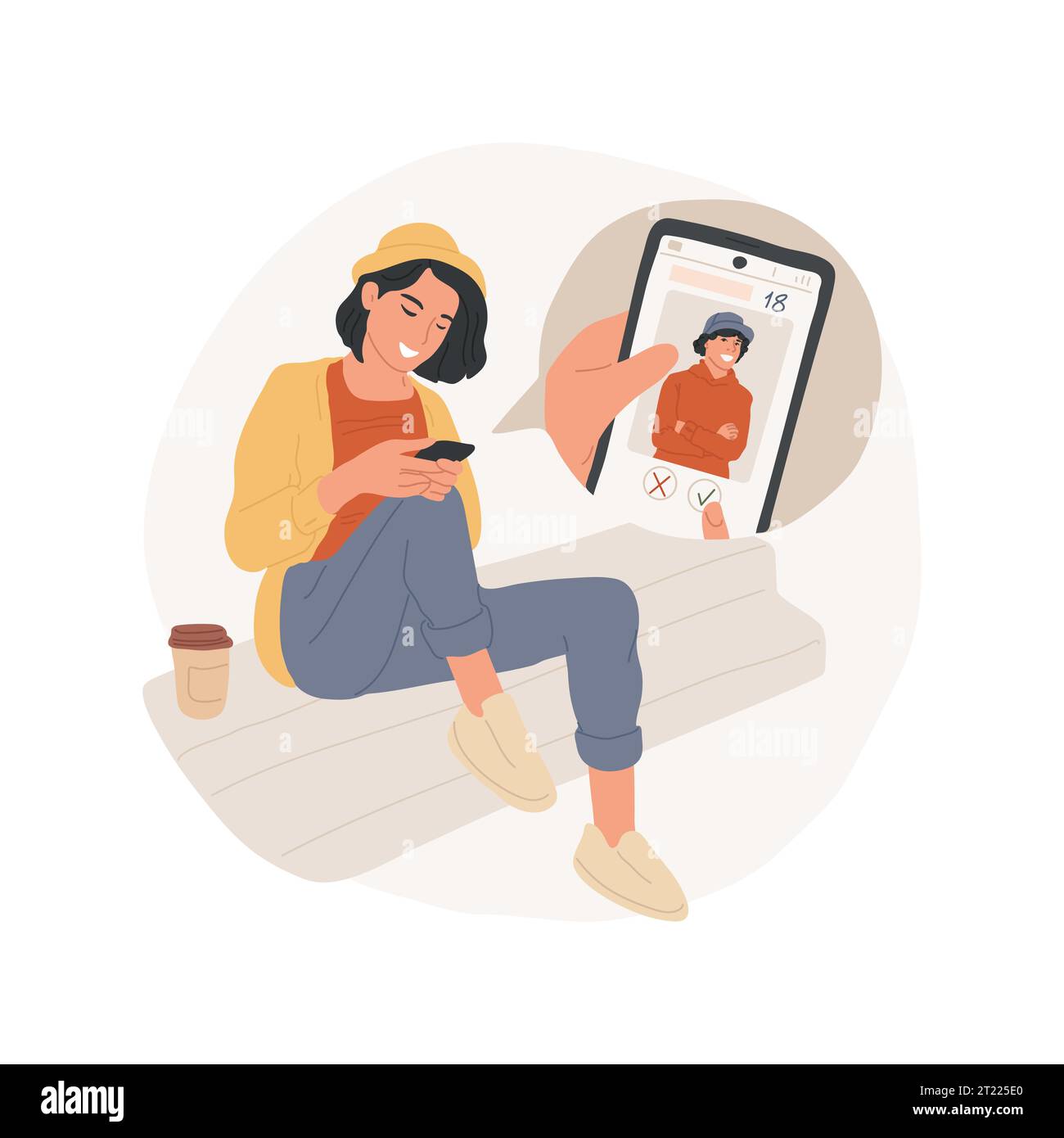 Online-dating apps isolated cartoon vector illustration. Teen girl ...