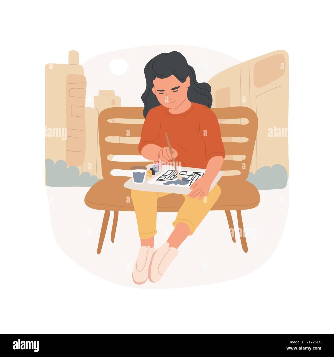 Urban sketching isolated cartoon vector illustration. Young teenage ...