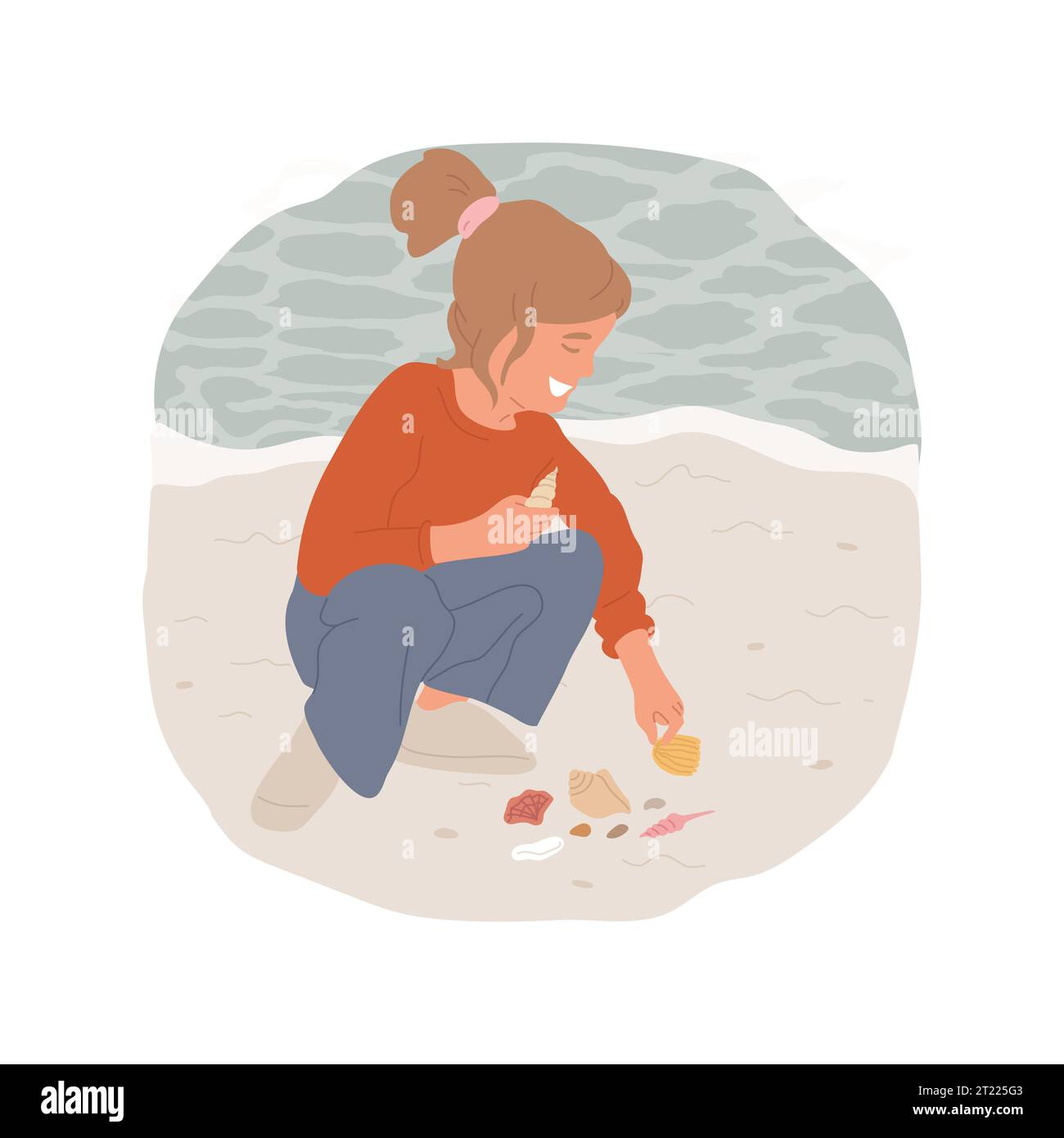 Seashells and pebbles isolated cartoon vector illustration. Smiling ...