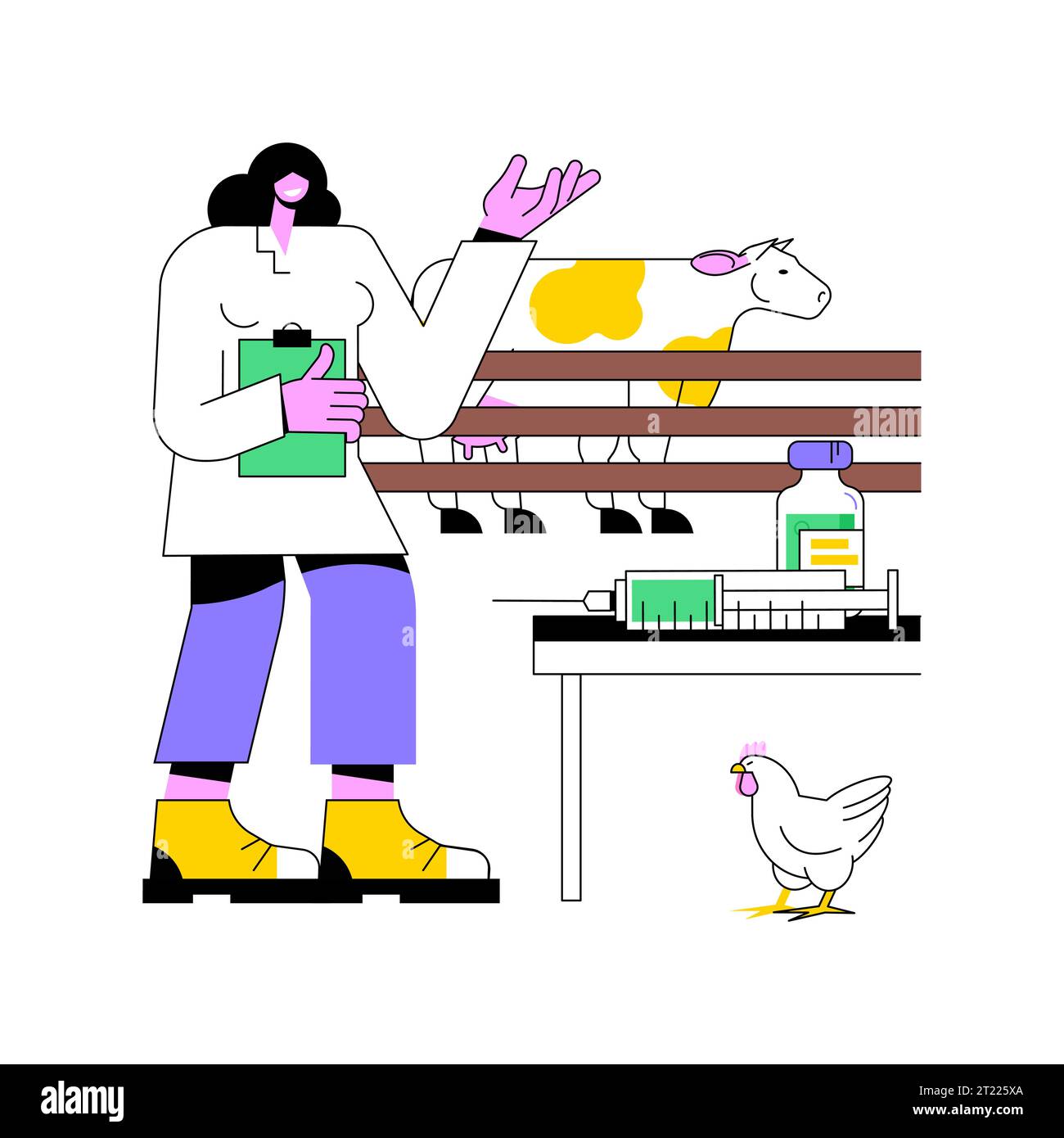Veterinary drugs isolated cartoon vector illustrations. Farmer giving ...