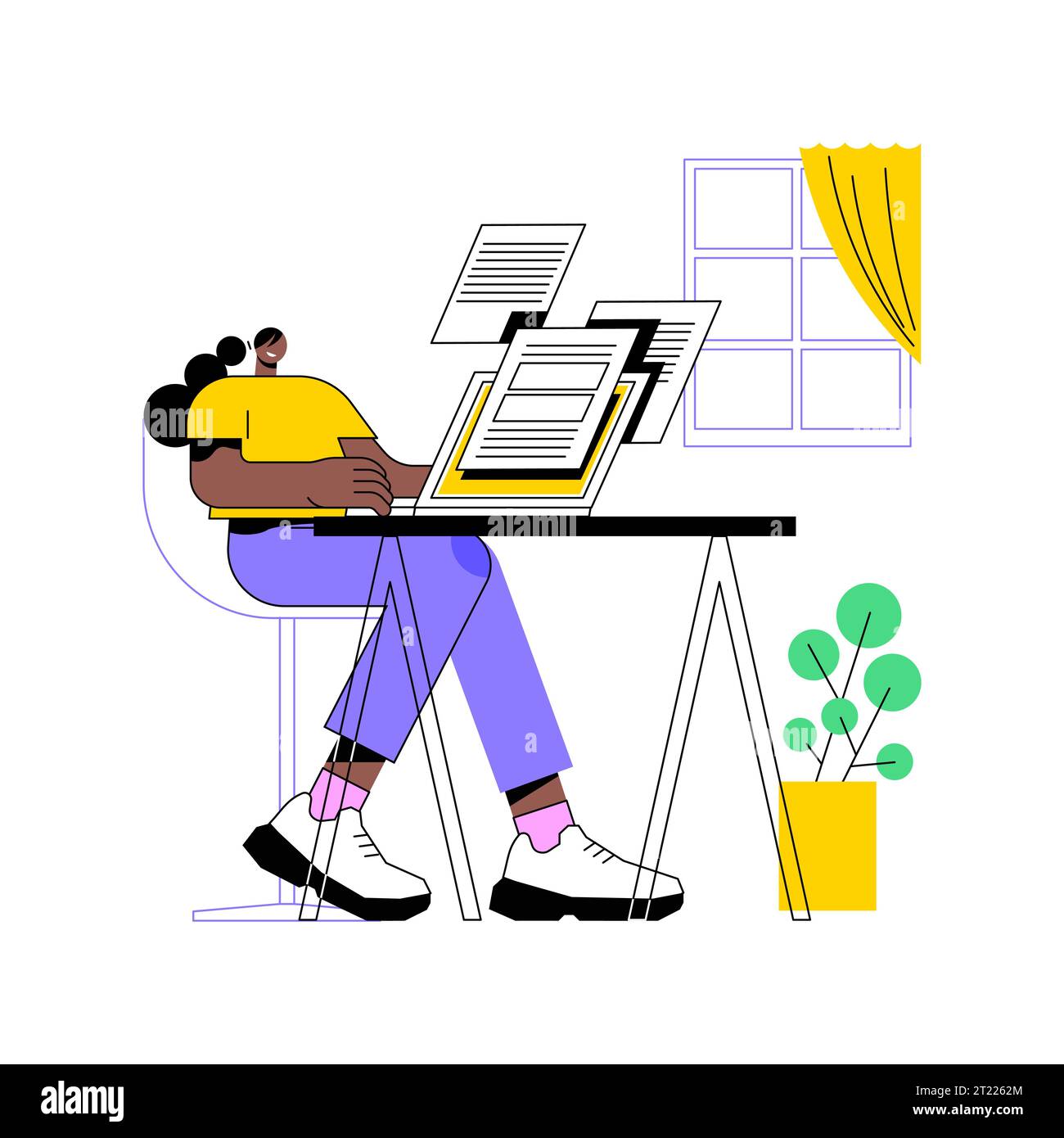 Freelance copywriter isolated cartoon vector illustrations. Girl with ...