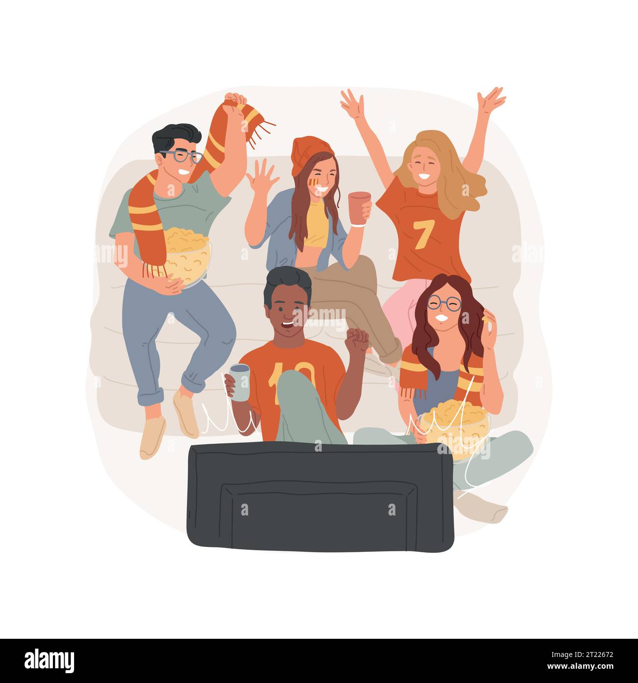 Watching sports isolated cartoon vector illustration. Group of ...