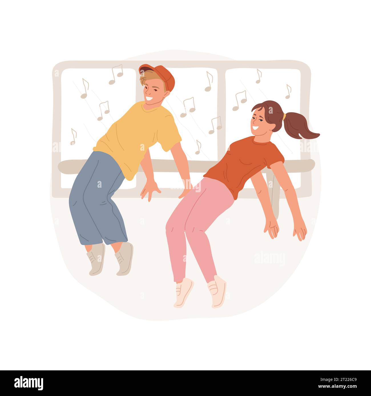 Contemporary isolated cartoon vector illustration. Group of teenagers ...