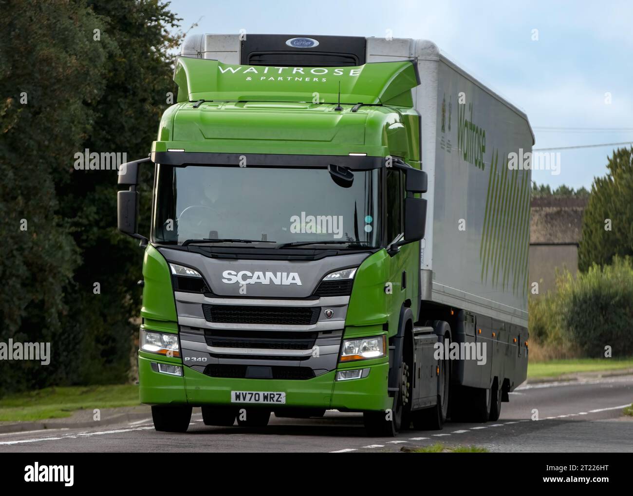Bicester,Oxon.,UK - Oct 8th 2023: 2020 gas fuelled Scania lorry in ...