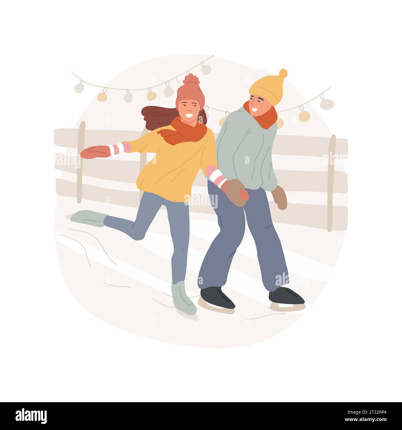 Ice skating isolated cartoon vector illustration. Happy couple holding ...