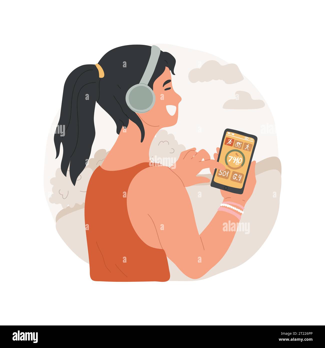 Sport app isolated cartoon vector illustration. Teenager girl running ...