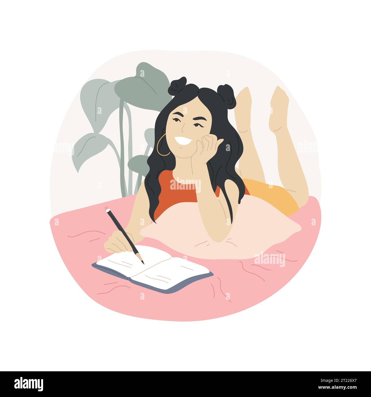 Dreaming isolated cartoon vector illustration. Girl lying in bed and ...