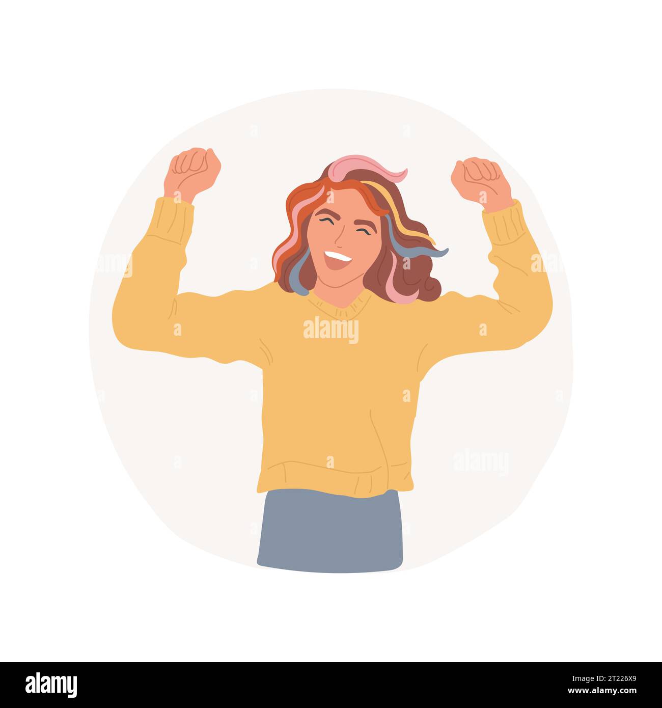 Excitement isolated cartoon vector illustration. Happy teenager feeling ...