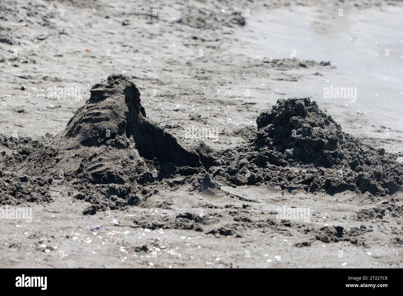 Black healing magnetic sand in the village of Ureki, Georgia Stock ...