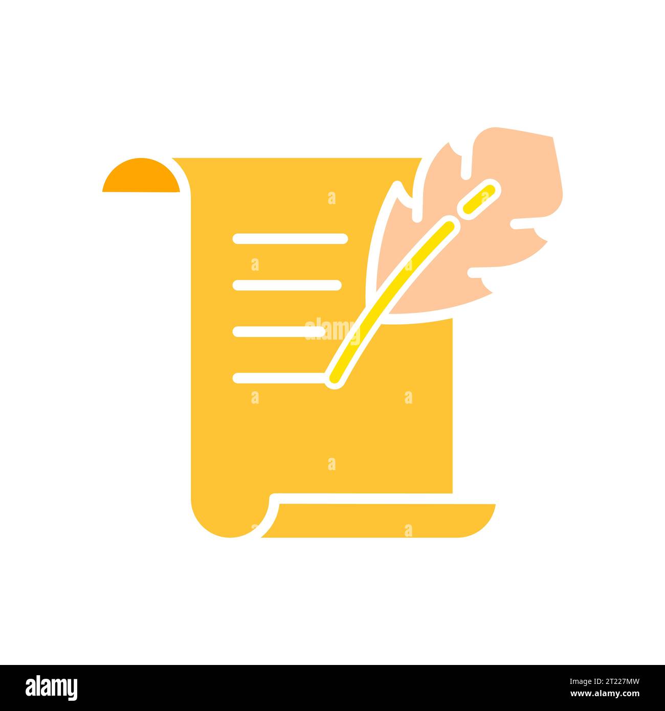 Scroll with feather line icon. Information, folder, document, work, computer, saving. Vector ...