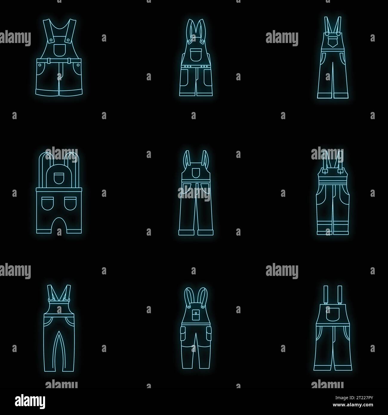 Overalls workwear icons set. Simple illustration of 9 overalls workwear ...