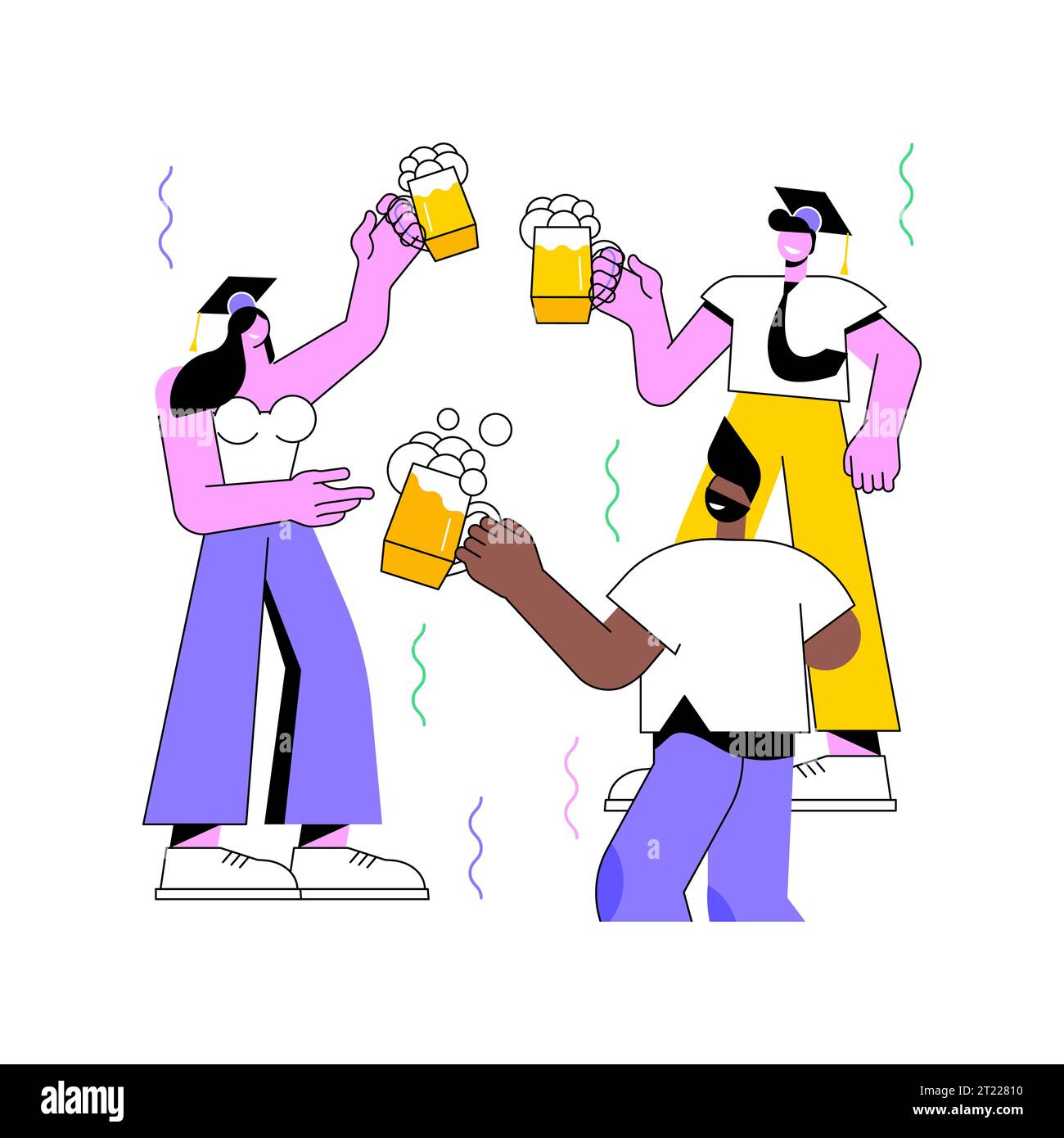 Graduation Afterparty Isolated Cartoon Vector Illustrations Group Of