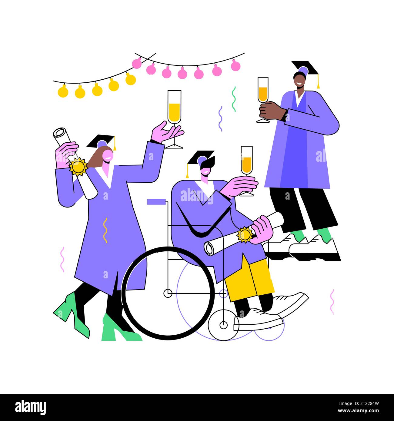 Graduation party isolated cartoon vector illustrations. Students in the ...