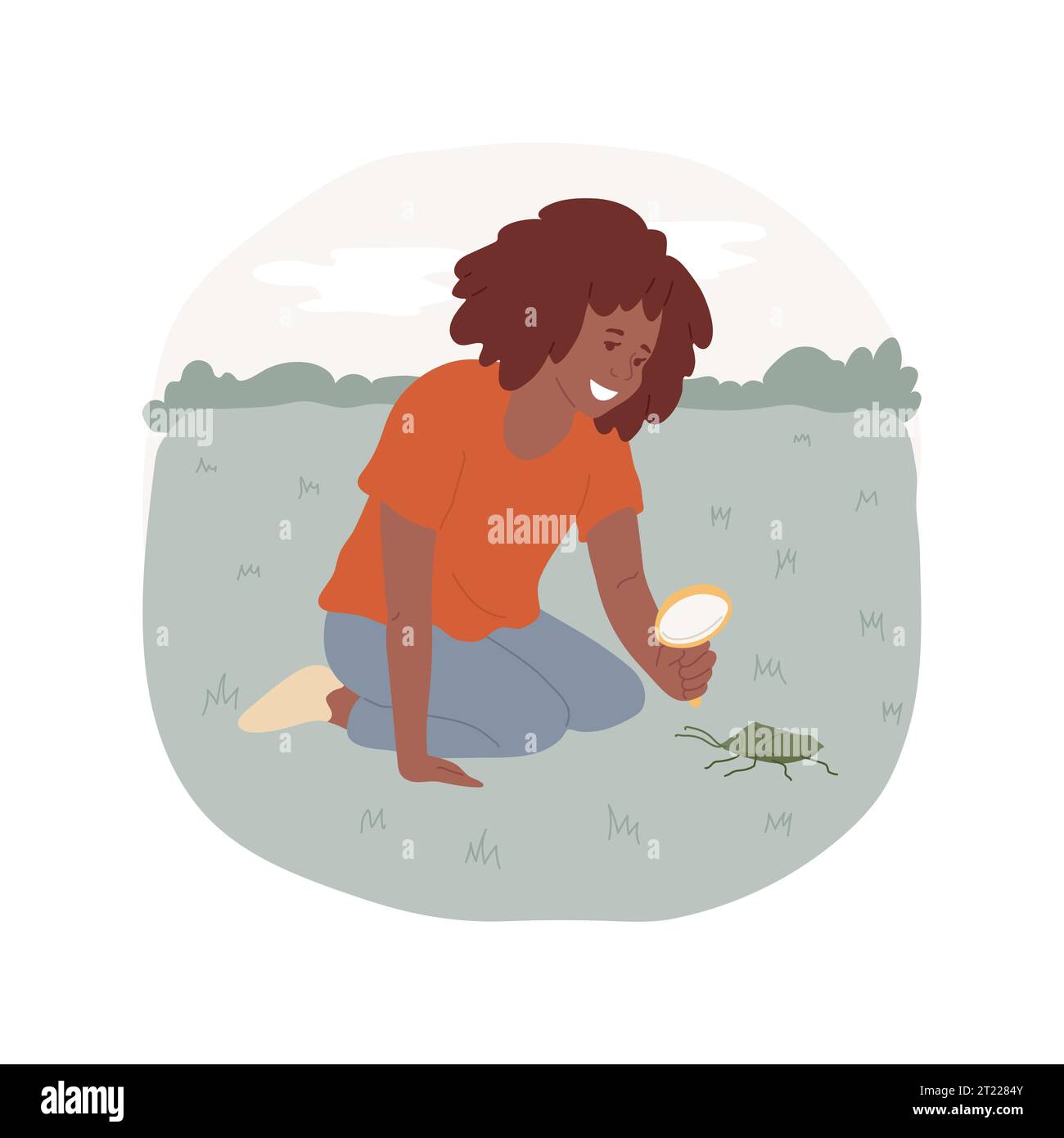 Bug hunting isolated cartoon vector illustration. Child exploring an ...