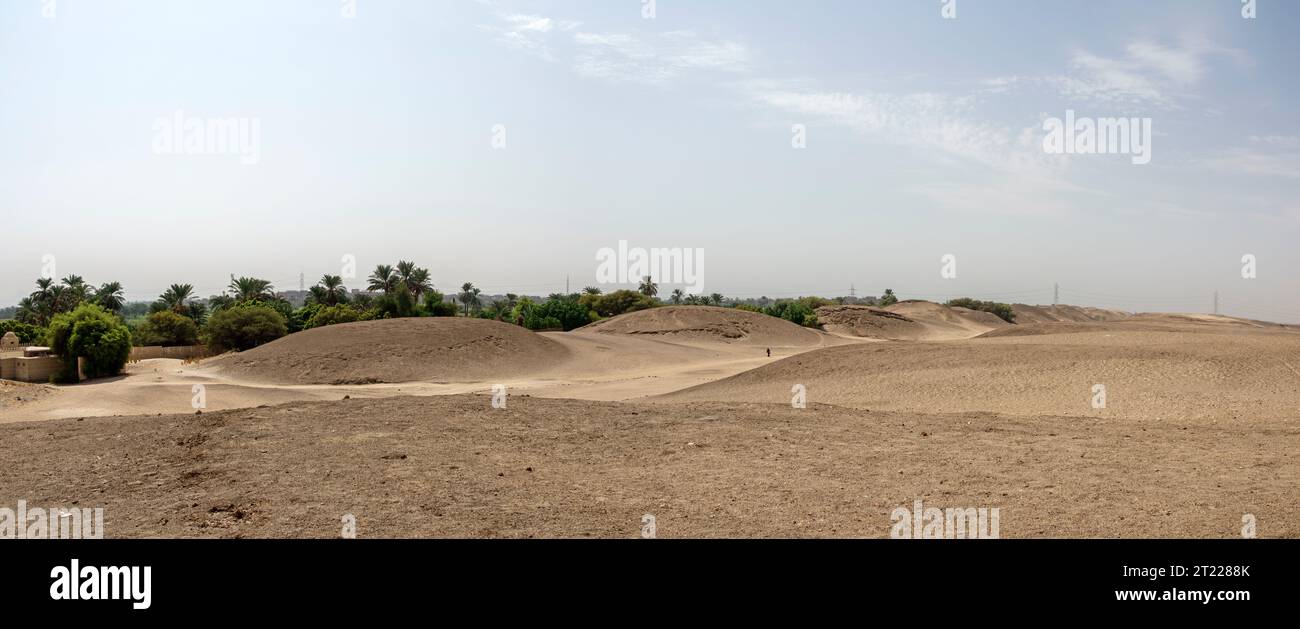 The mounds of Birket Habu near The Palace complex of Amenhotep III at ...