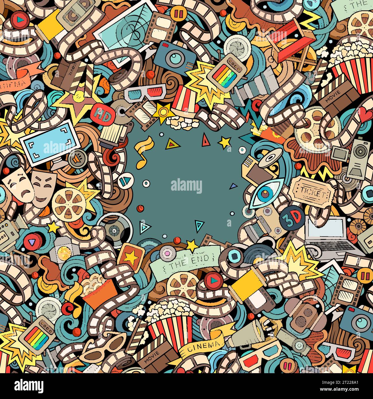 Cartoon cute doodles cinema frame design Stock Vector Image & Art - Alamy