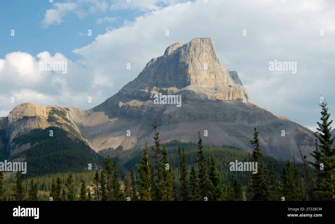 A stunning peak in the Canadian Rockies, known for its rugged terrain ...