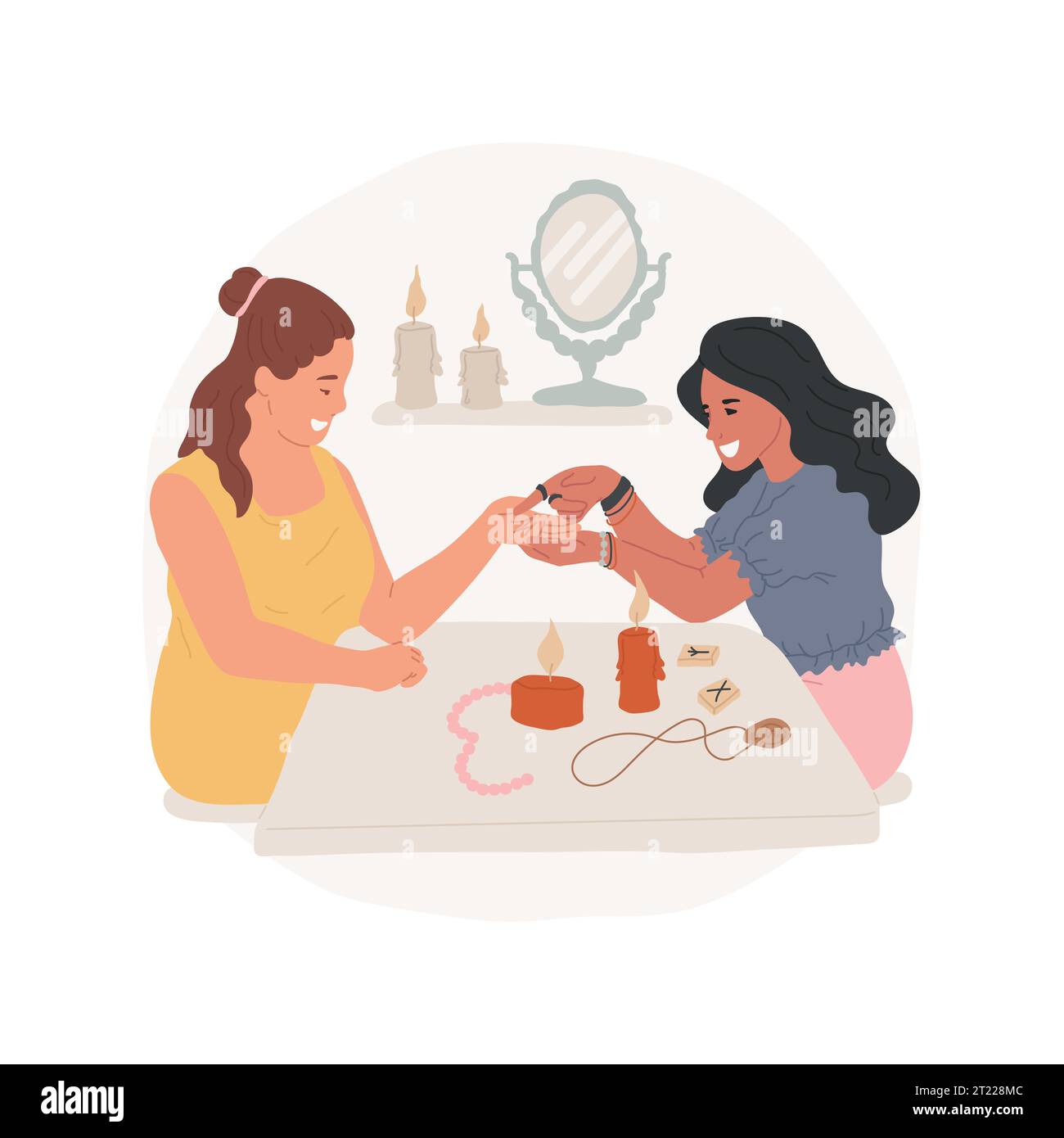 Palm reading isolated cartoon vector illustration. Young woman doing ...