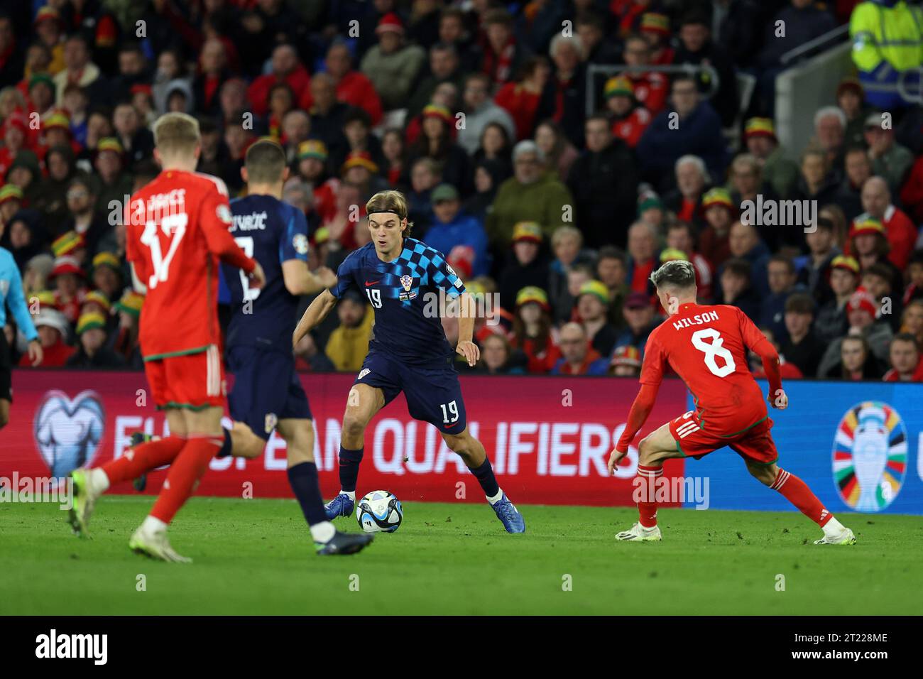 Cardiff, UK. 15th Oct, 2023. Boma Sosa of Croatia (19) in action. Wales ...