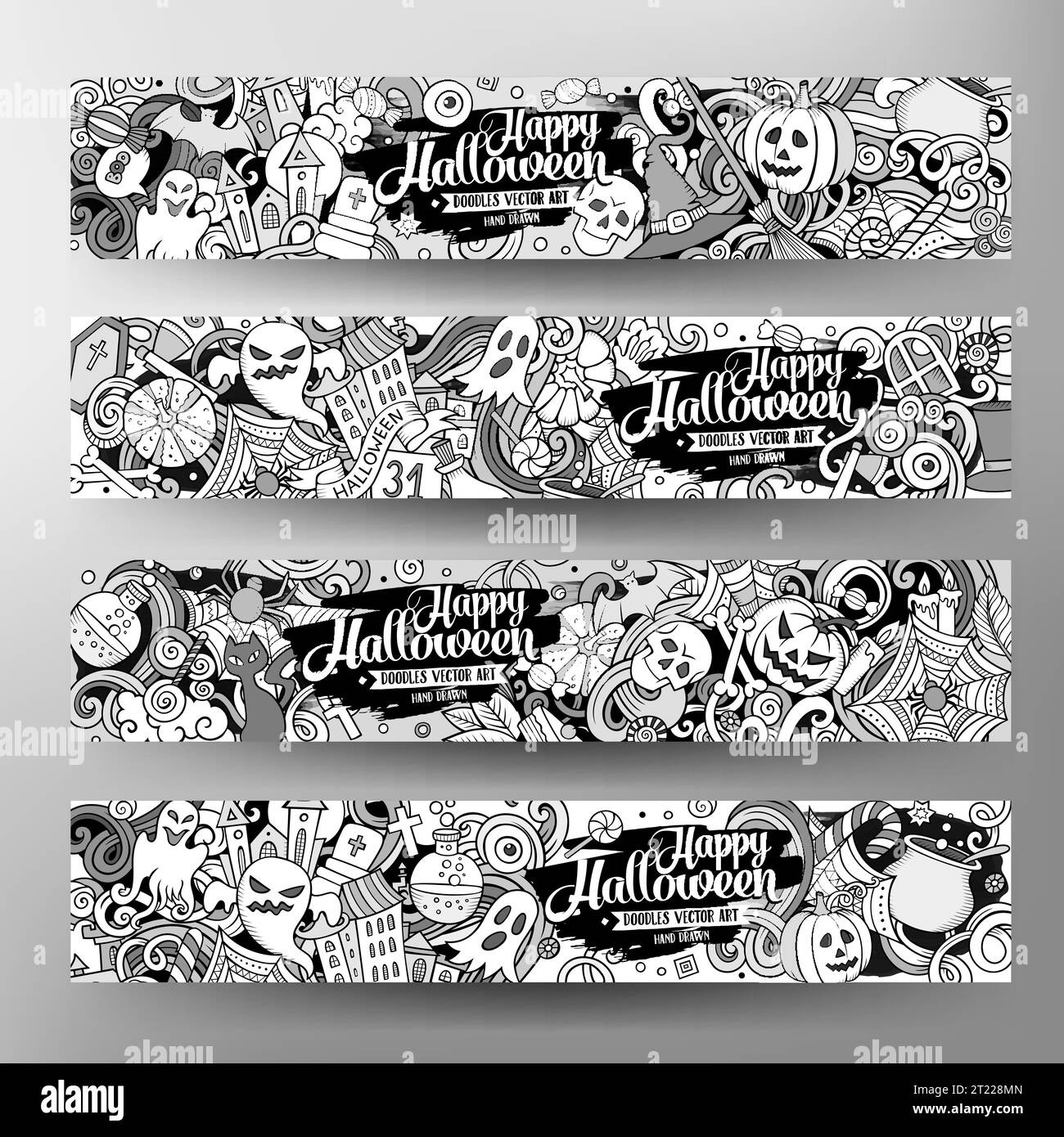 Halloween kids party card Black and White Stock Photos & Images - Alamy