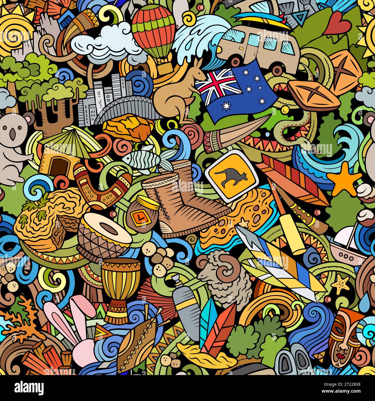 Cartoon doodles Australia seamless pattern Stock Vector Image & Art - Alamy
