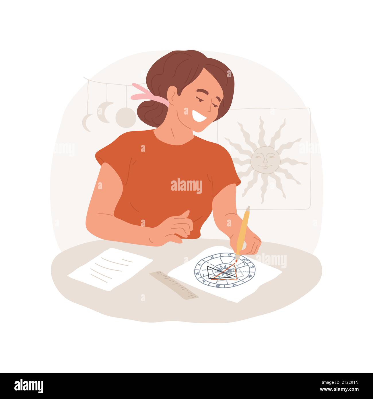 Astrology isolated cartoon vector illustration. Astrologer drawing ...