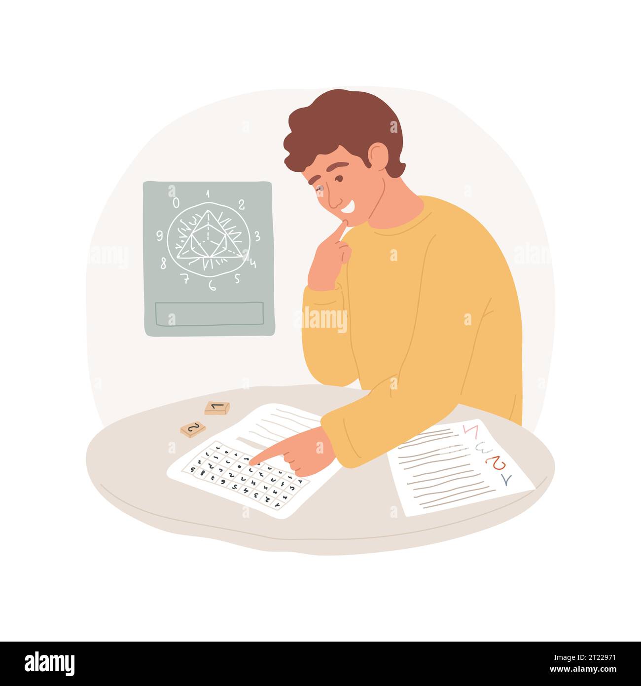 Numerology isolated cartoon vector illustration. Dreaming numerologist ...