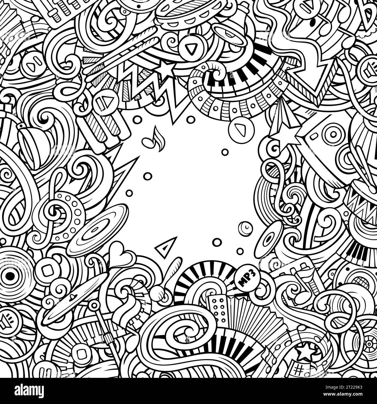 Music vector doodles illustration. Musical frame design Stock Vector ...