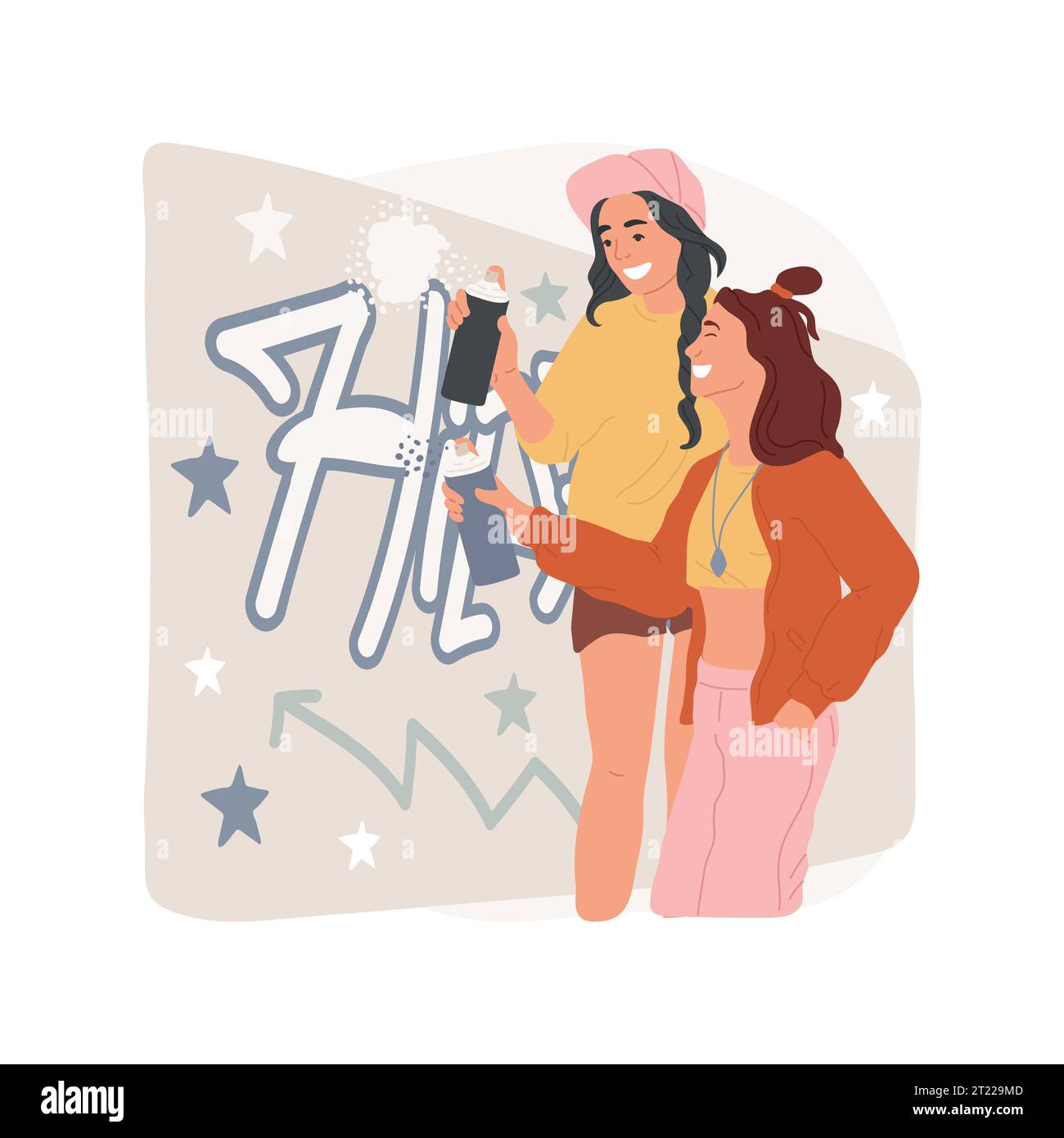 Street art isolated cartoon vector illustration. Teenage girls painting ...