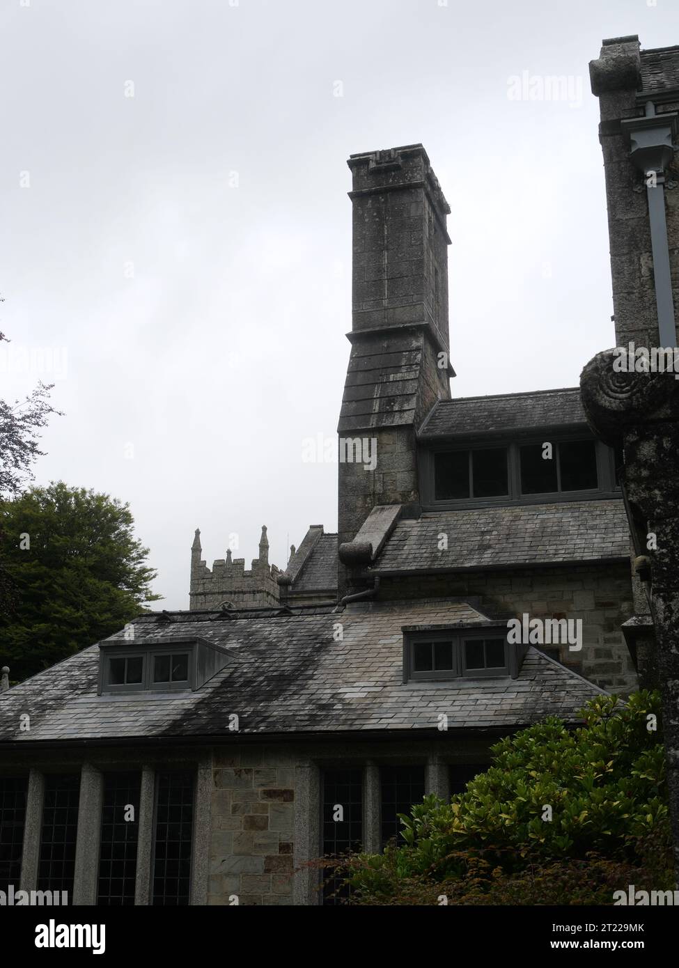 Chimney and roof of Lanhydrock manor house in Cornwall England Stock ...
