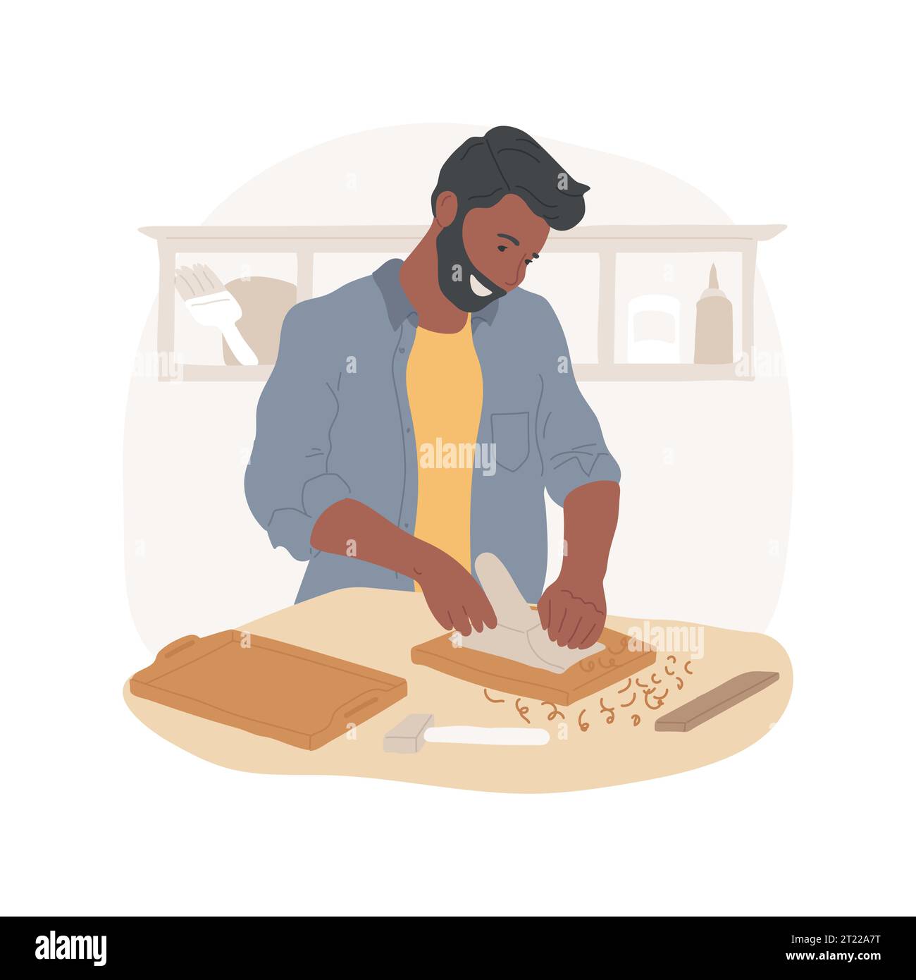 Woodwork isolated cartoon vector illustration. Craftsman creating ...