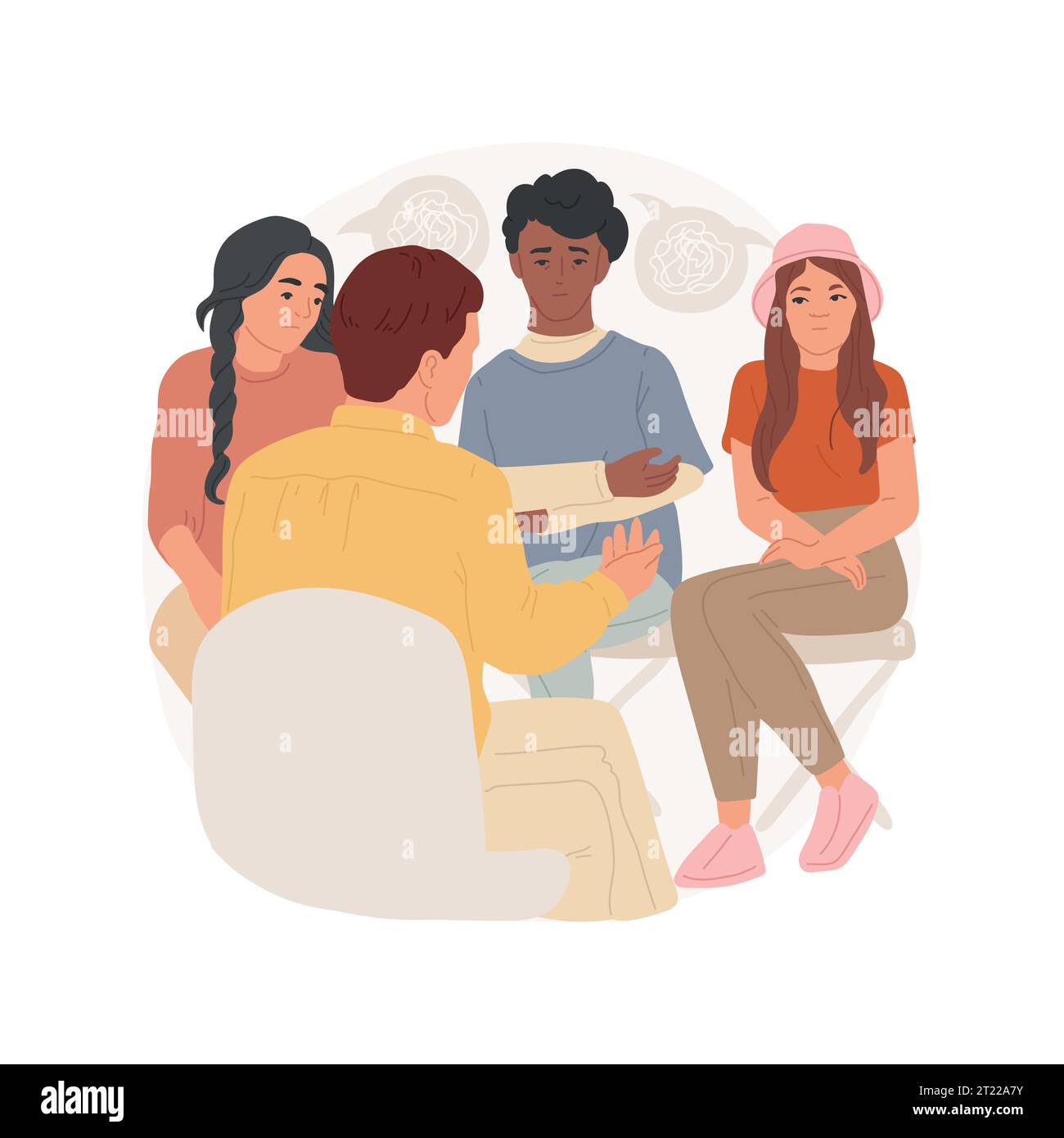 Group session isolated cartoon vector illustration. Teenagers on ...