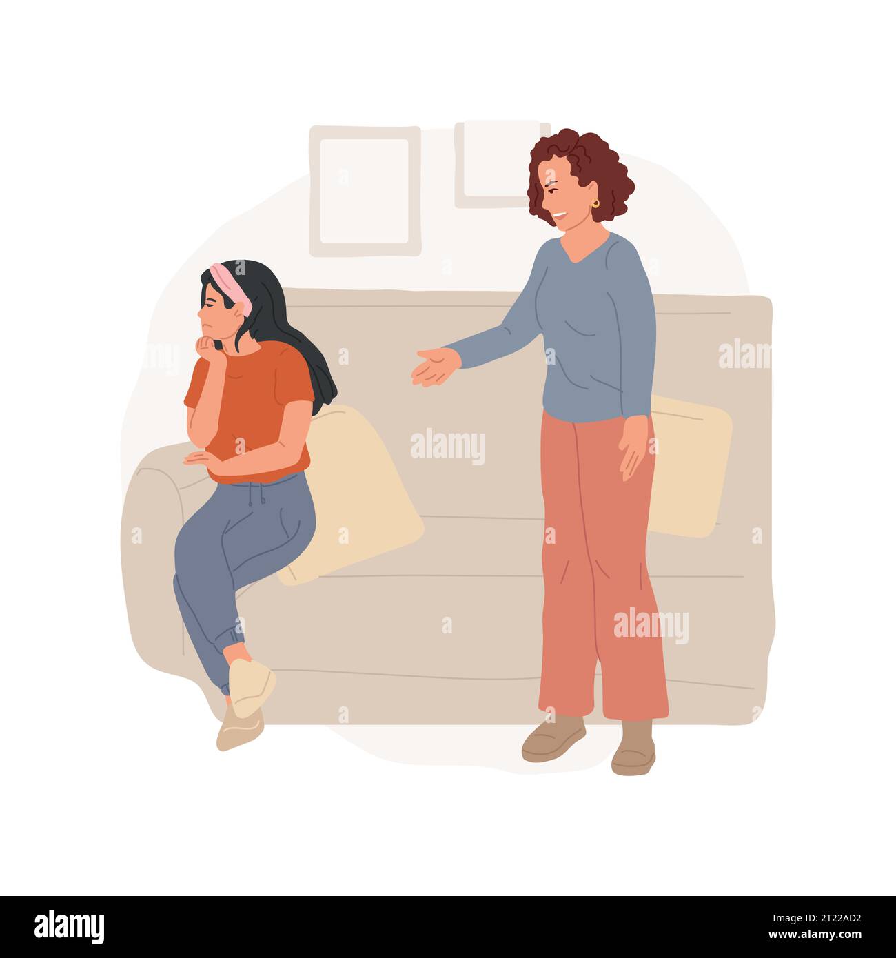 Serious talk isolated cartoon vector illustration. Parent talking with ...