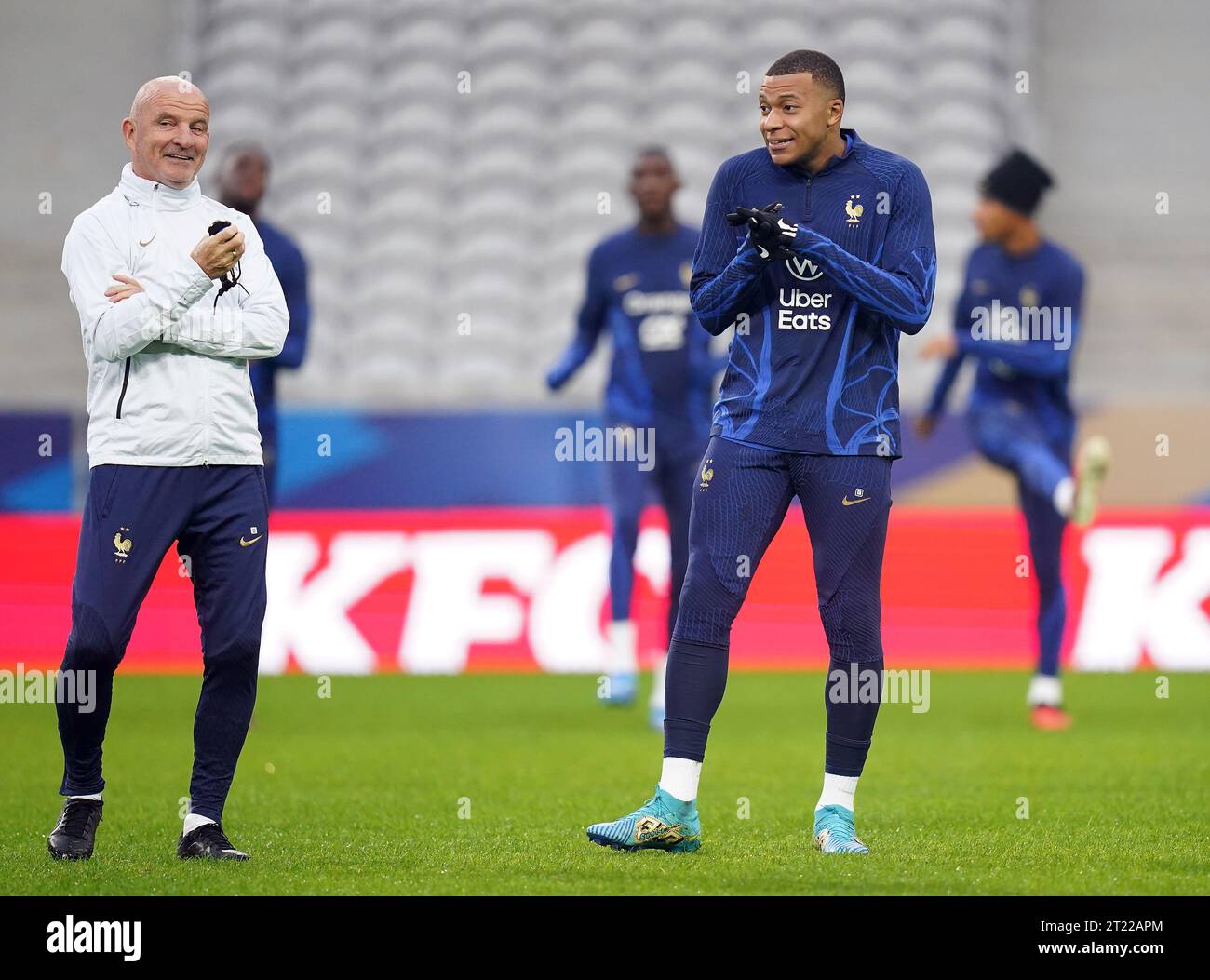 France's Kylian Mbappe during a training session at the Stade Pierre ...