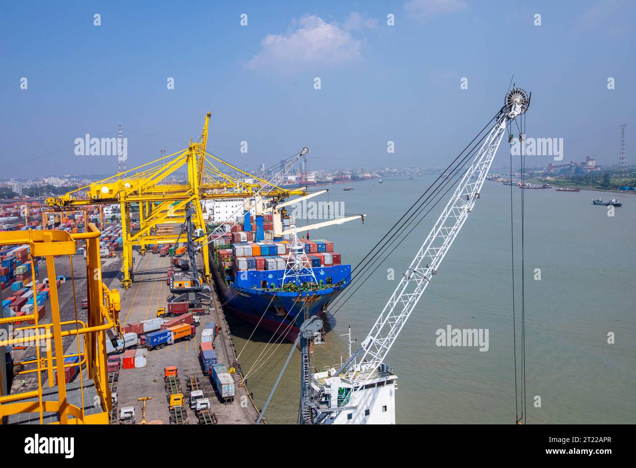 Aerial view of Chittagong Port. It is the main seaport of Bangladesh ...