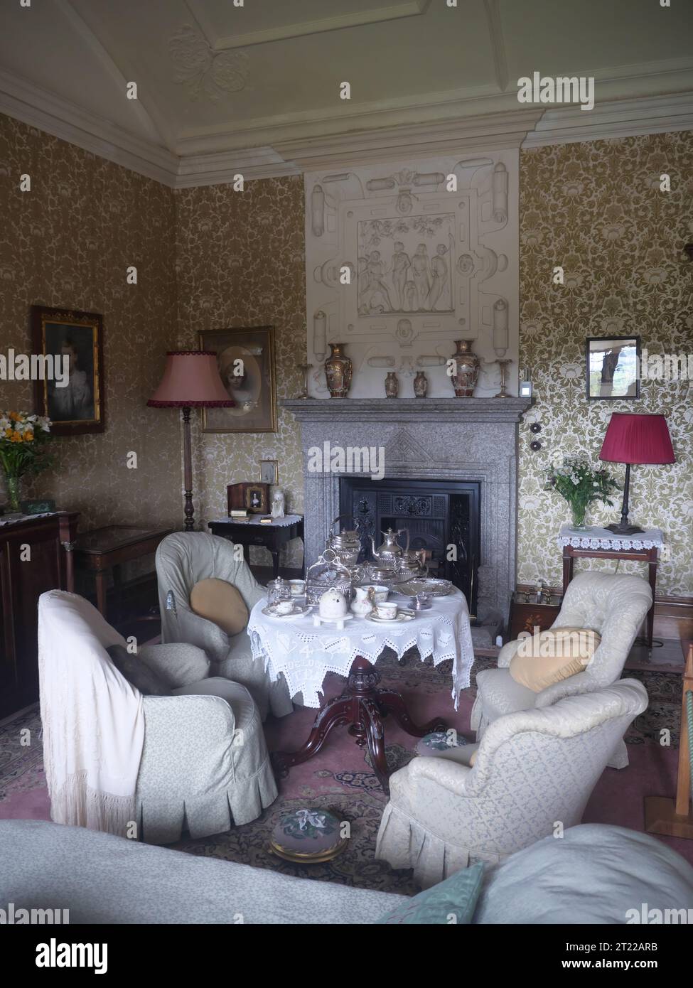 Magnificently decorated interior of Lanhydrock Victorian manor house in ...
