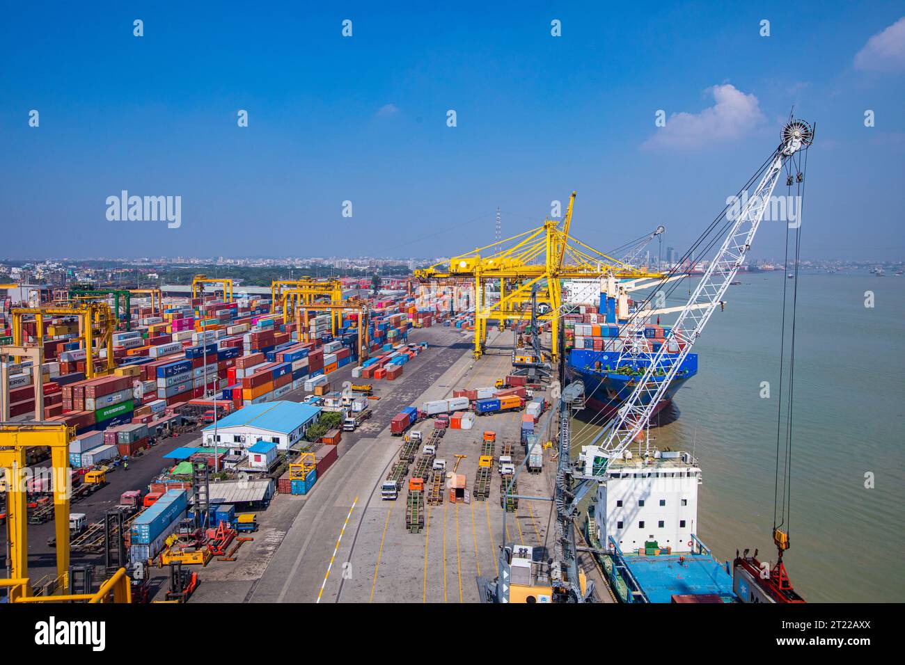 Aerial view of Chittagong Port. It is the main seaport of Bangladesh ...