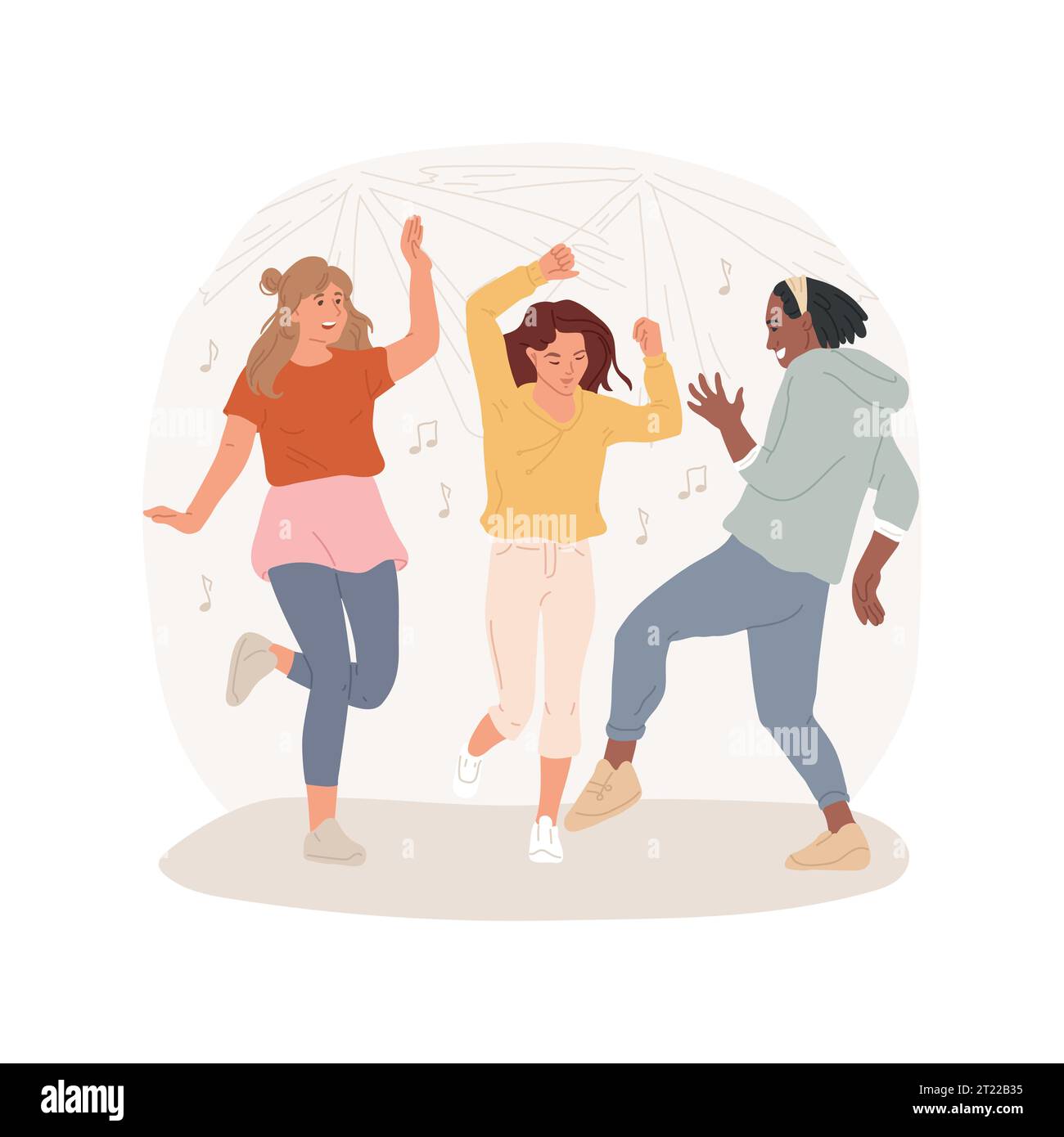 Dancing isolated cartoon vector illustration. Group of happy people ...
