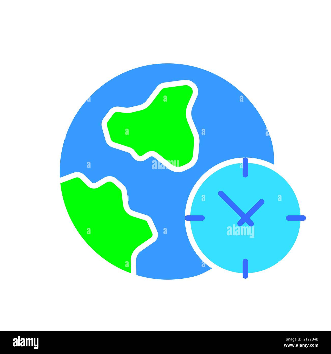 Planet with clock line icon. Weather forecast, prime time, TV channel ...