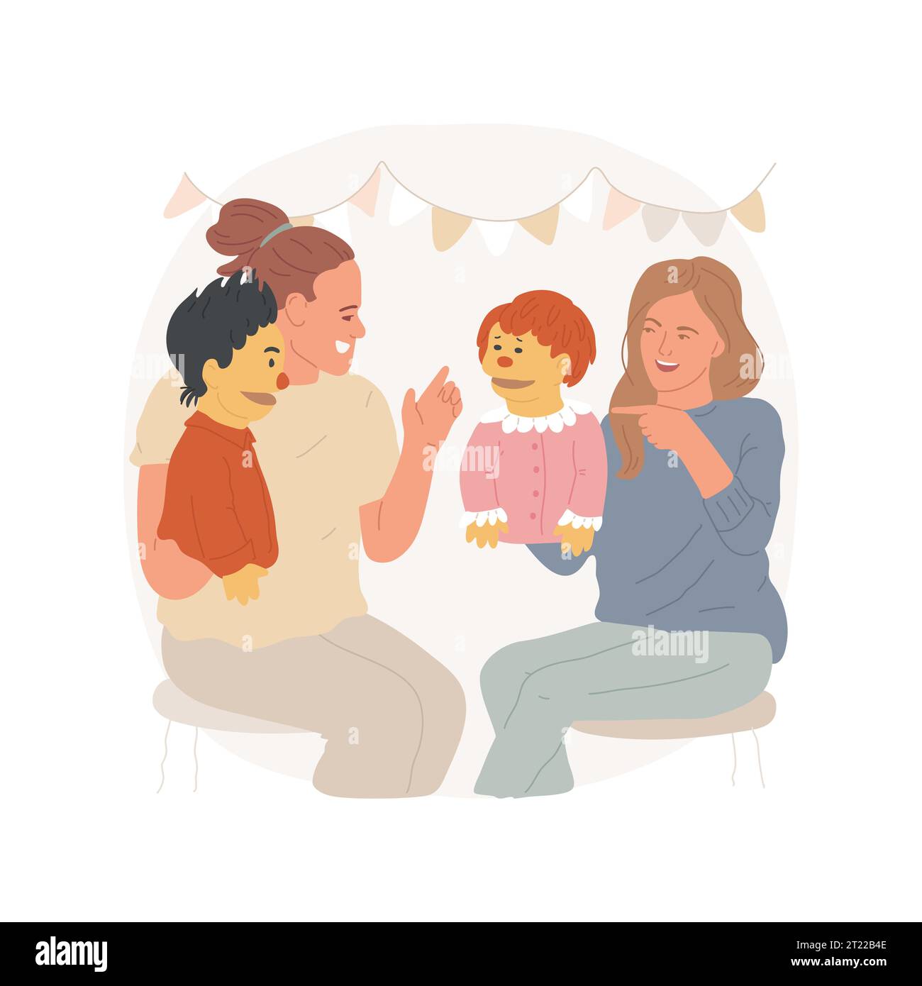 Puppet show isolated cartoon vector illustration. Group of actors ...